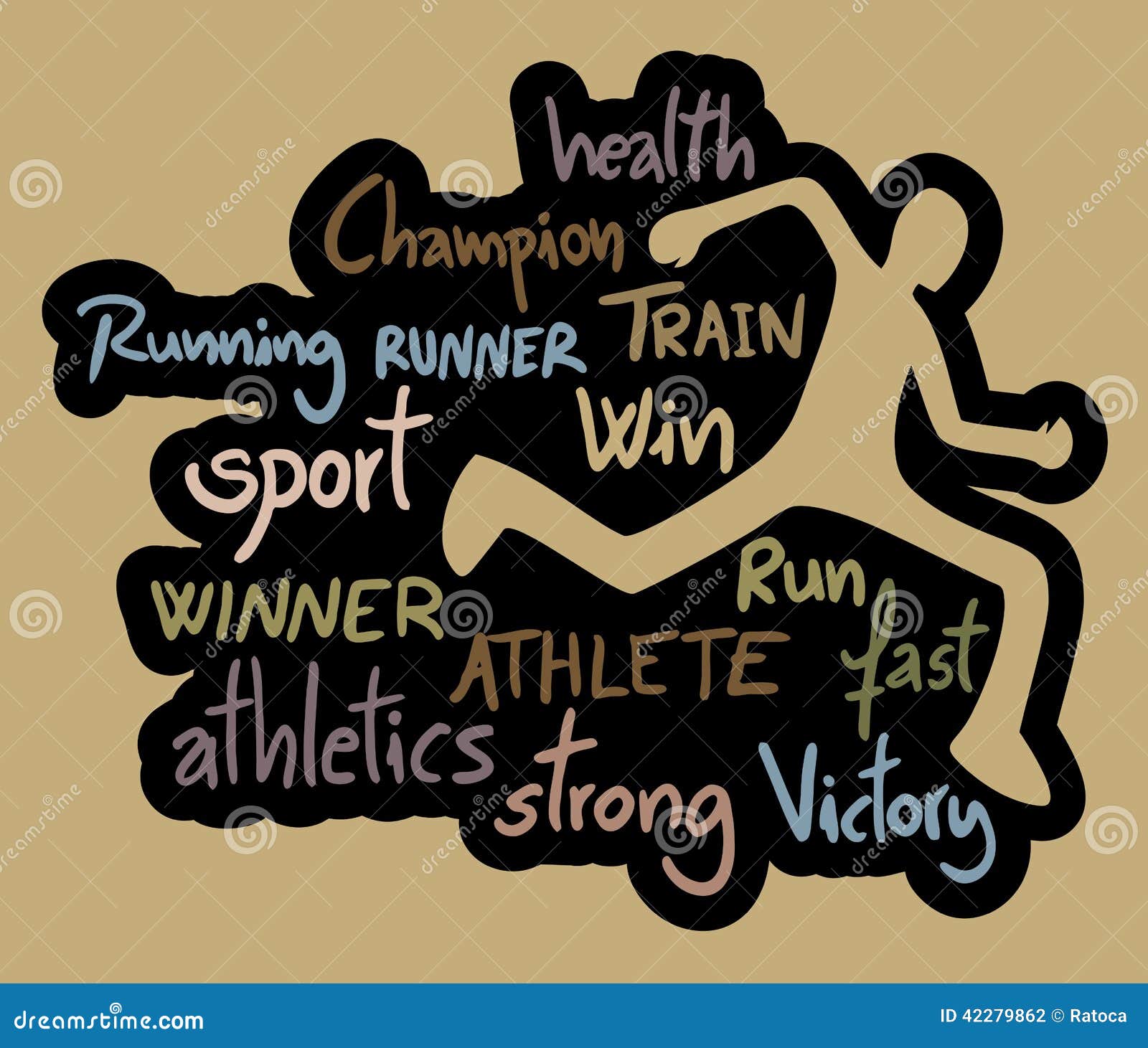 Run sticker stock vector. Illustration of athletics, silhouette - 42279862