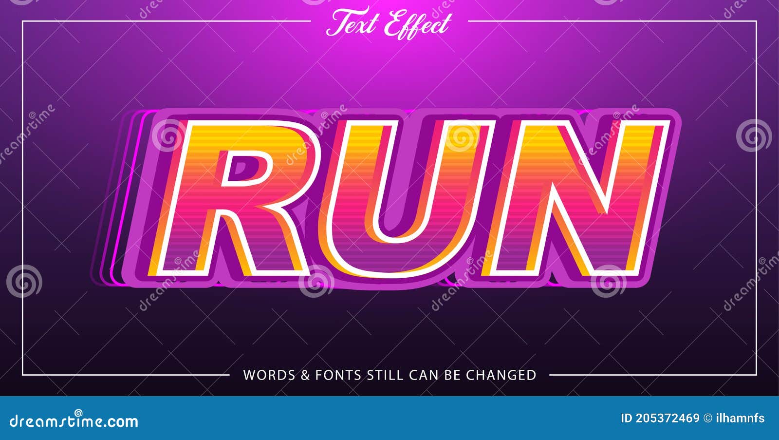 Run Editable Text Effect Style Stock Vector - Illustration of letters ...