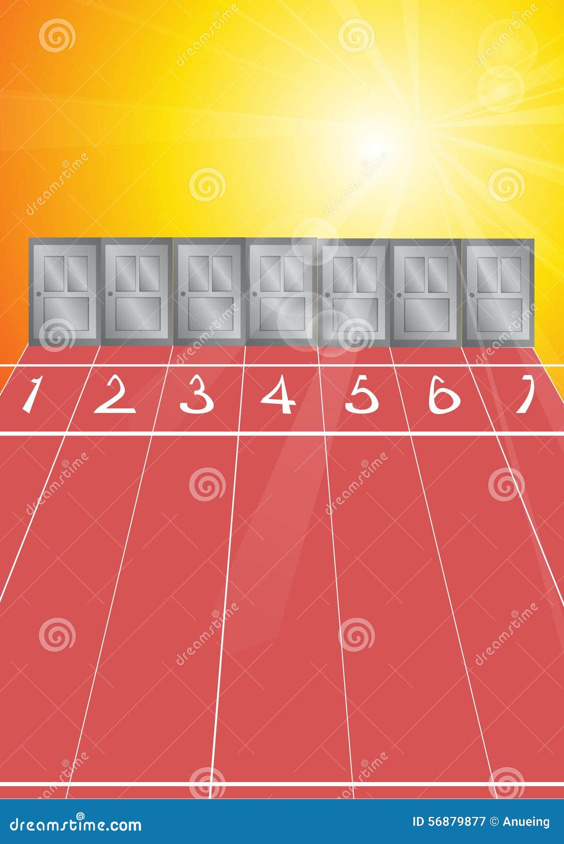 Run Track and Doors in the End Stock Illustration - Illustration of ...