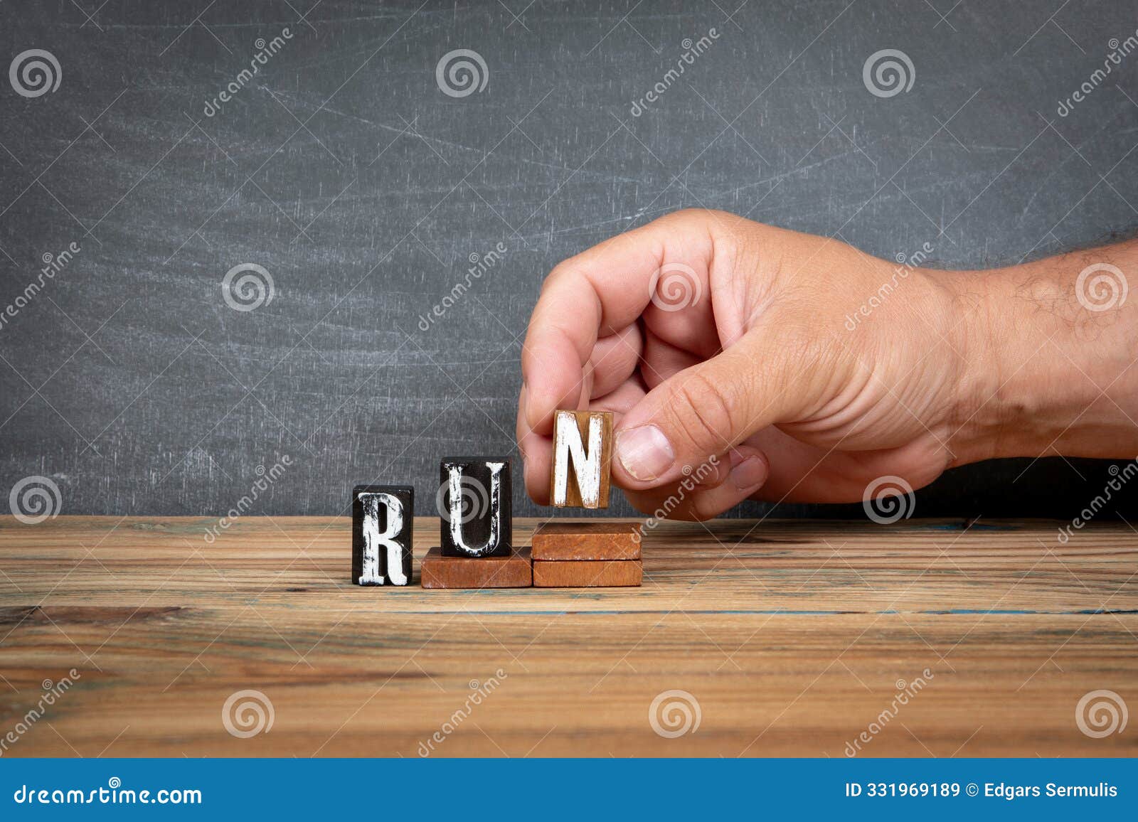 RUN. Wooden Letters, Alphabet Blocks on Steps Stock Image - Image of ...