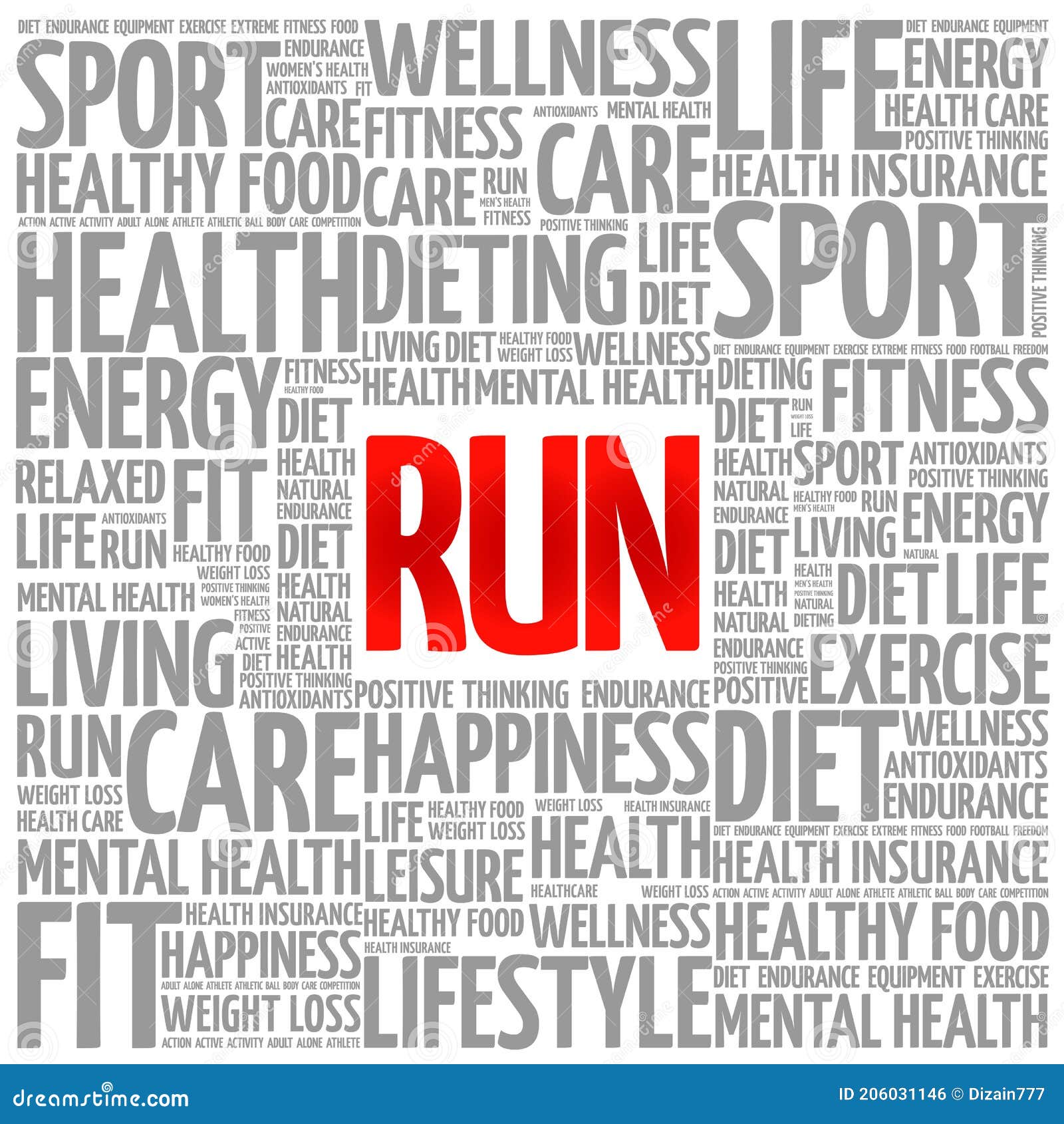 RUN word cloud background stock illustration. Illustration of action ...