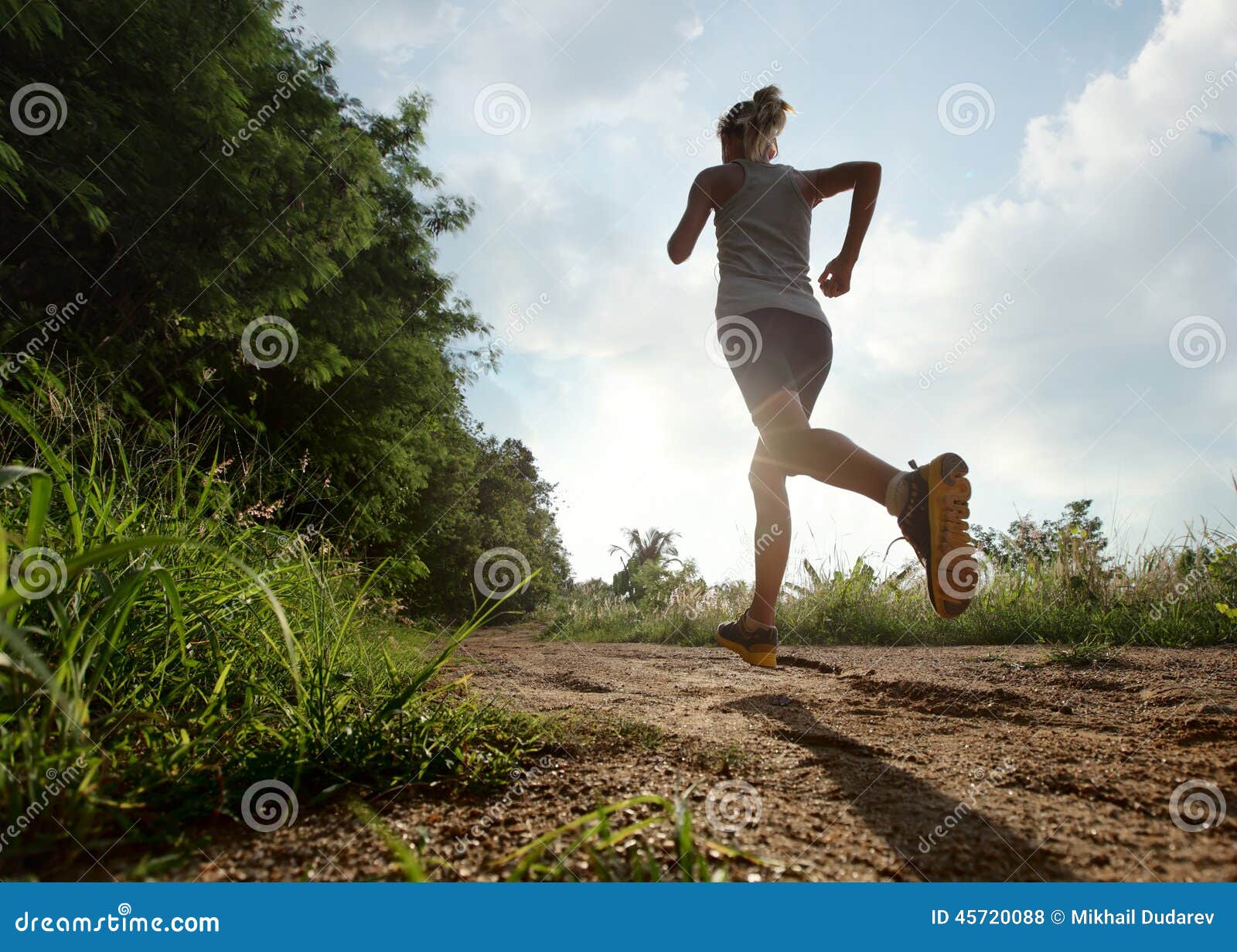 Run stock photo. Image of horizon, alone, female, evening - 45720088