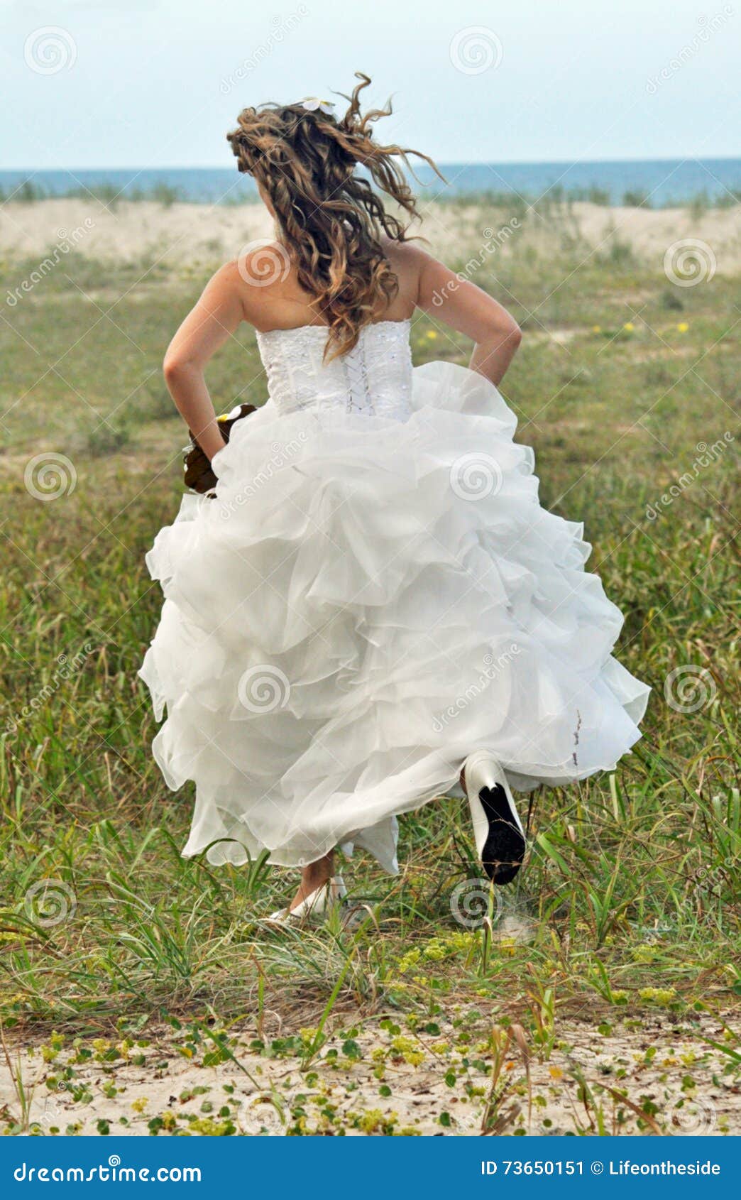 Runaway Bride stock image. Image of away, funny, beach - 73650151