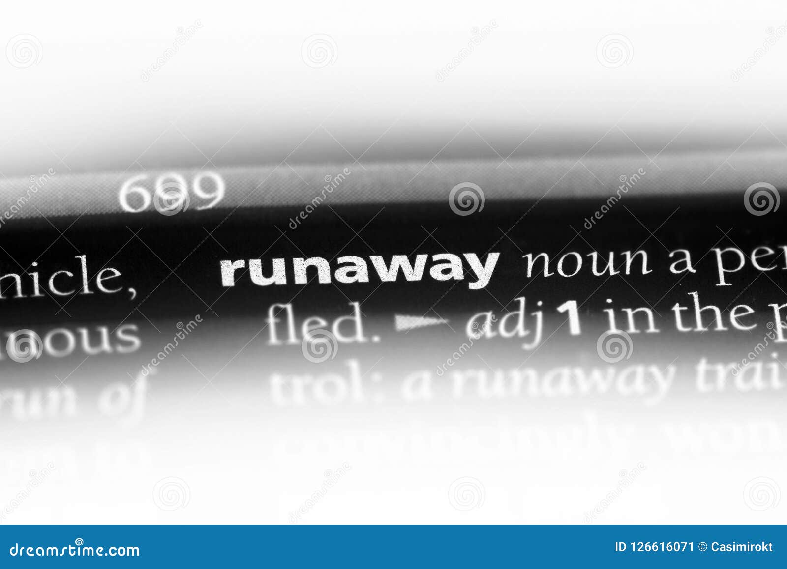 Runaway stock image. Image of info, macro, paper, printed - 126616071