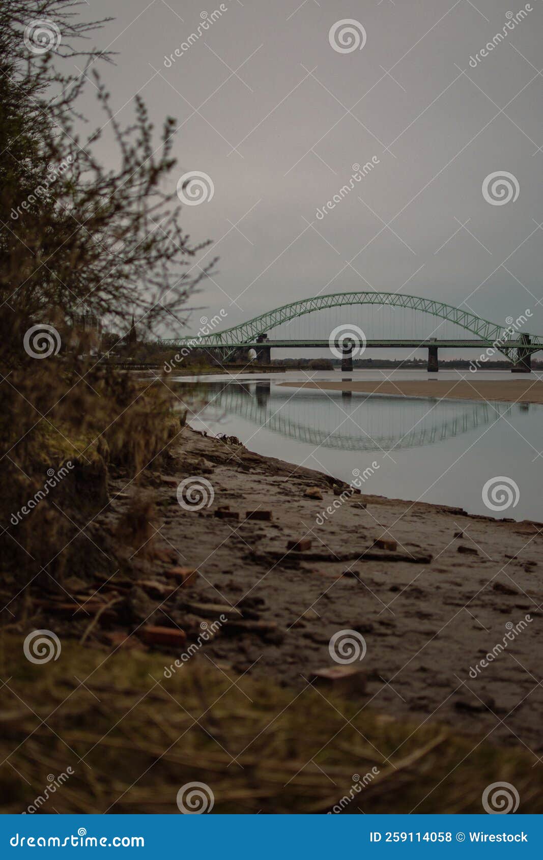 Runcorn Bridge or Silver Jubilee Bridge in the Background in Runcorn ...