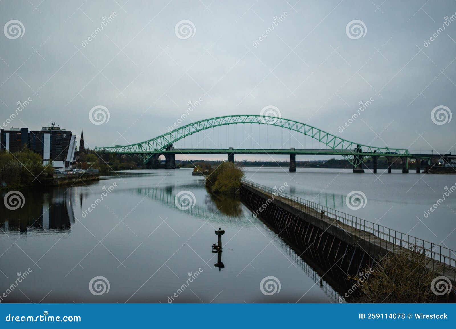 Runcorn Bridge or Silver Jubilee Bridge in the Background in Runcorn ...