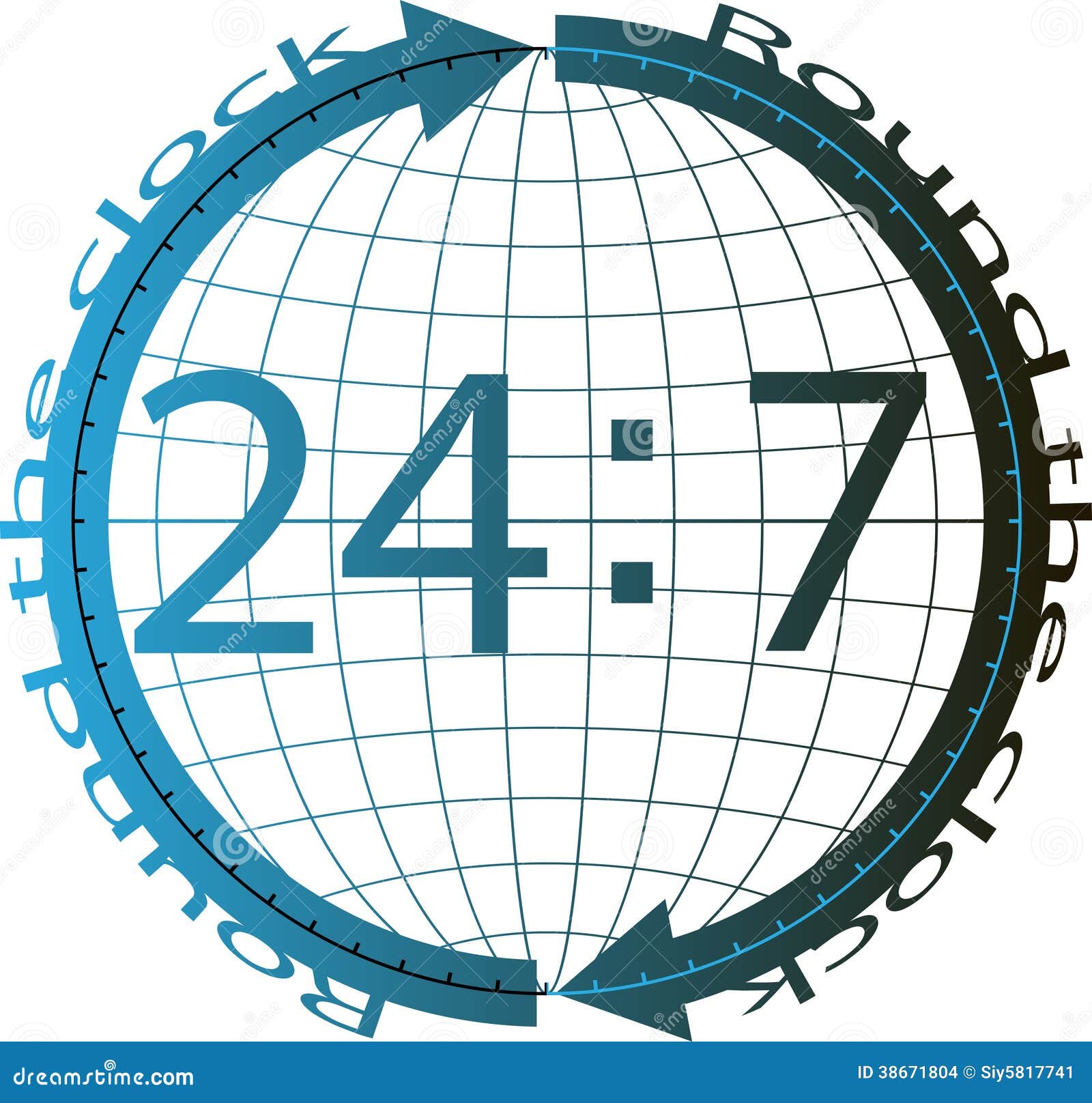 Rund um die Uhr vektor abbildung. Illustration von karte - 38671804