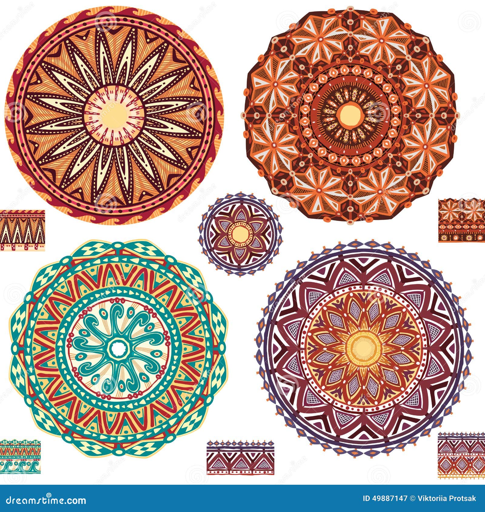 Runde Dekorative Geometrische Muster Vektor Abbildung - Illustration ...