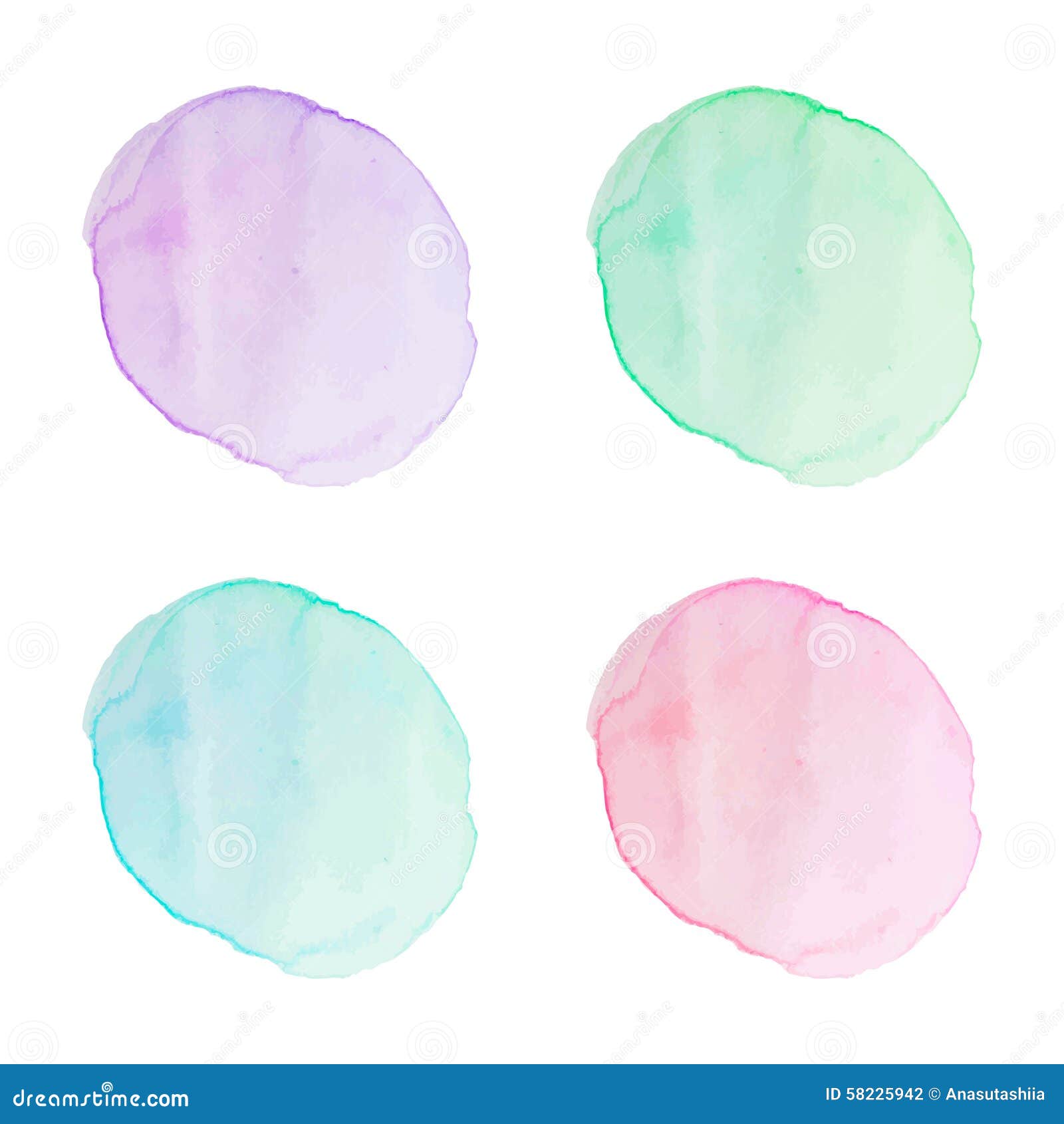 Runde Flecke Des Vektoraquarells Eingestellt Vektor Abbildung ...
