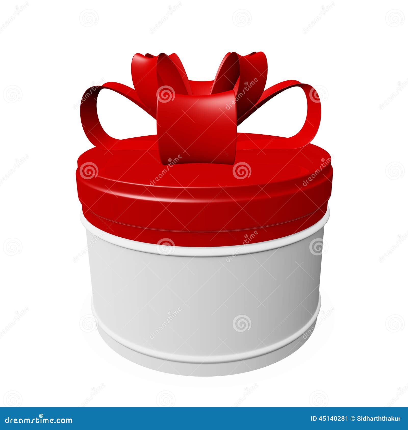 Runde Geschenkbox Mit Rotem Deckel-und Bogen-Band Stock Abbildung ...