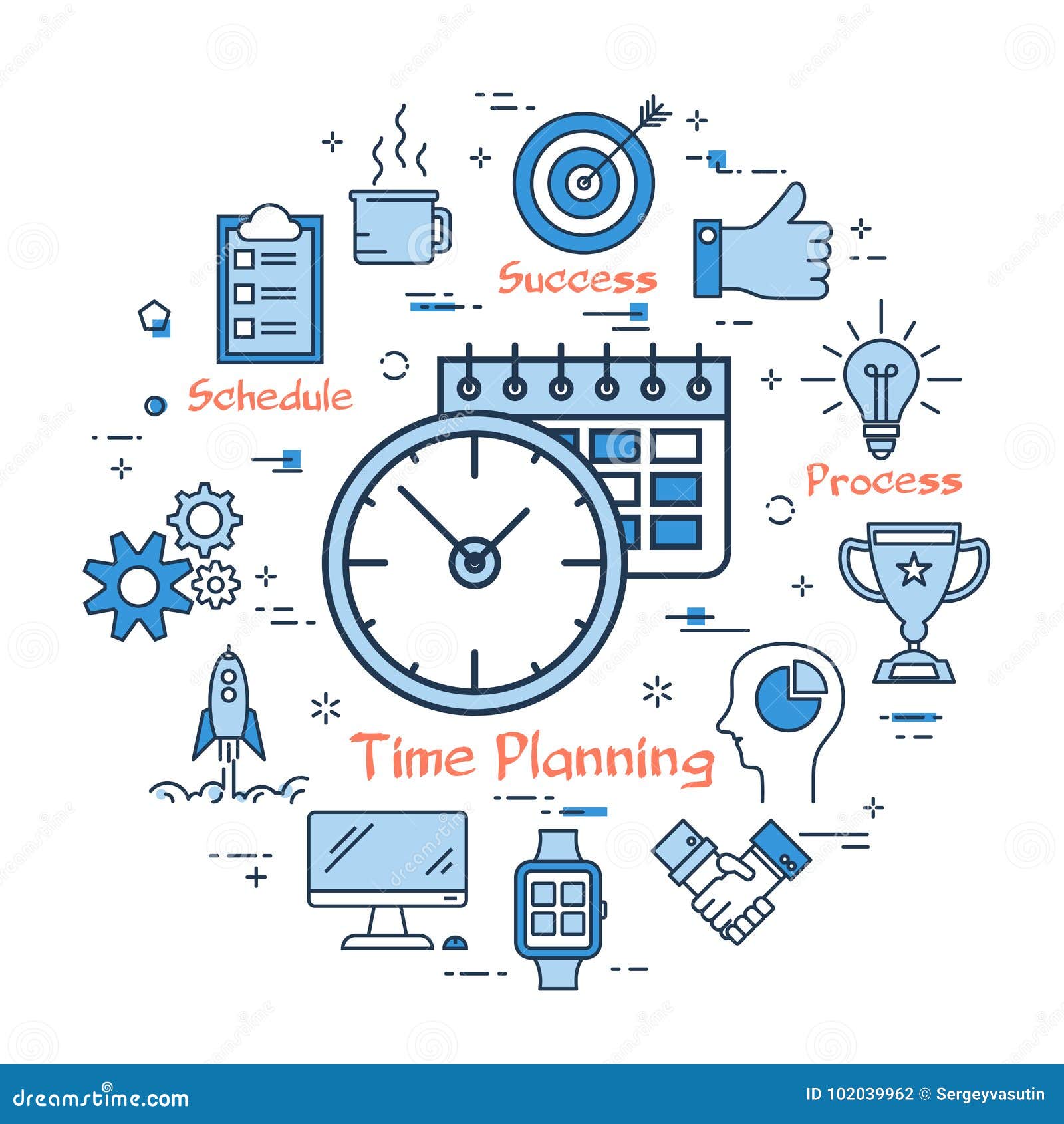 Rundes Lineares Konzept Der Zeit-Planung Vektor Abbildung ...