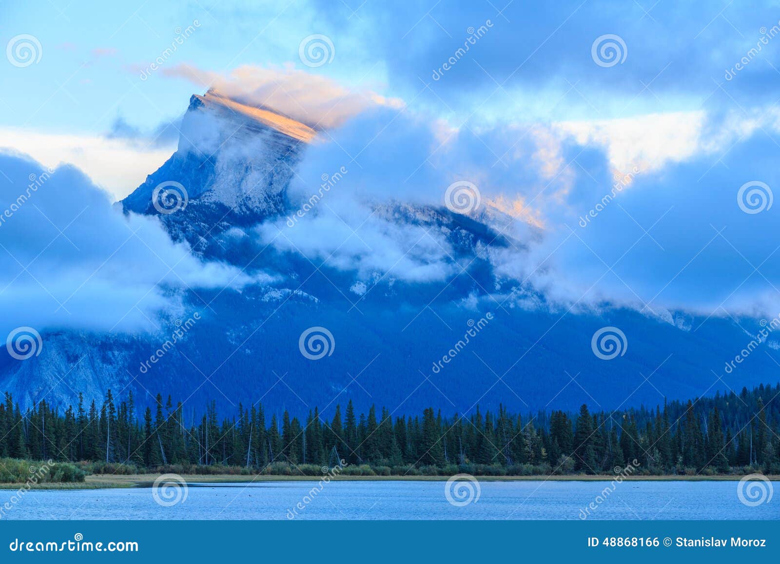 Rundle Mountain stock photo. Image of banff, rundle, lake - 48868166