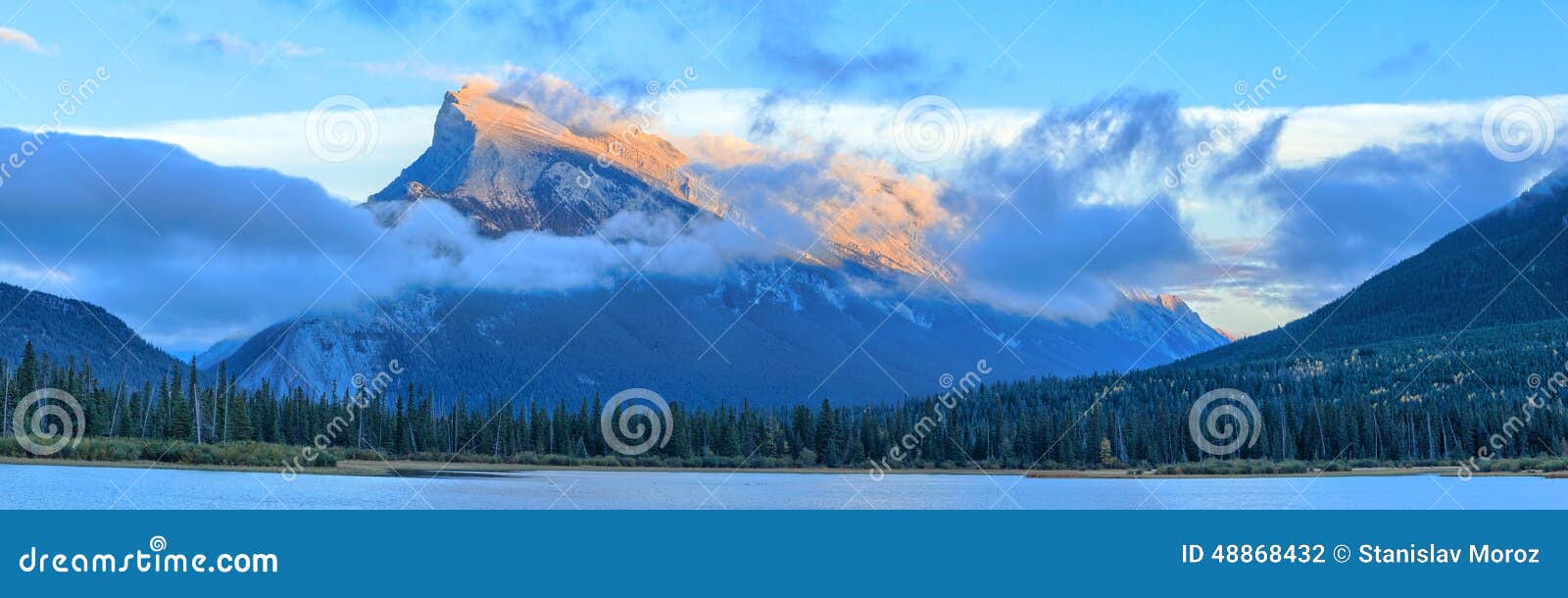 Rundle Mountain stock photo. Image of rocky, summer, snow - 48868432