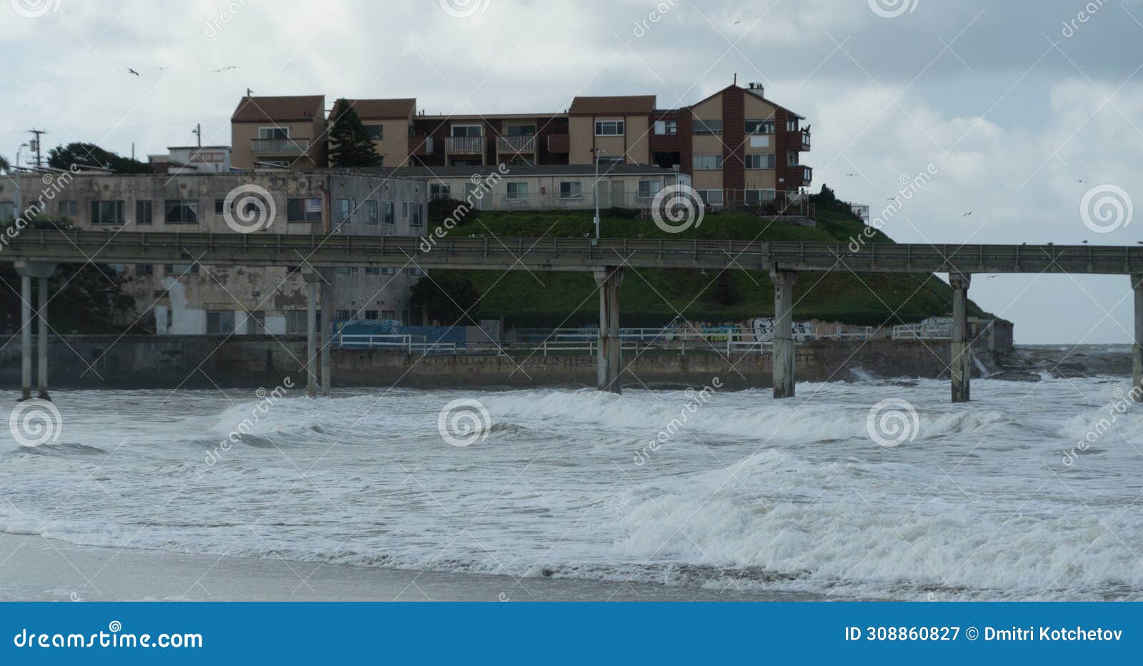 Rundown Apartment Building with Ocean Beach Pier in Front -2 Stock ... Rundown Apartment Building with Ocean Beach Pier in Front -2 Stock ...