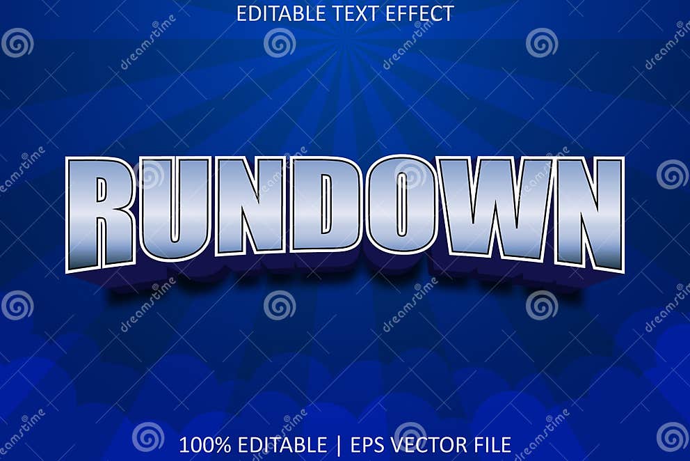 Rundown with Modern Style Editable Text Effect Stock Vector ...