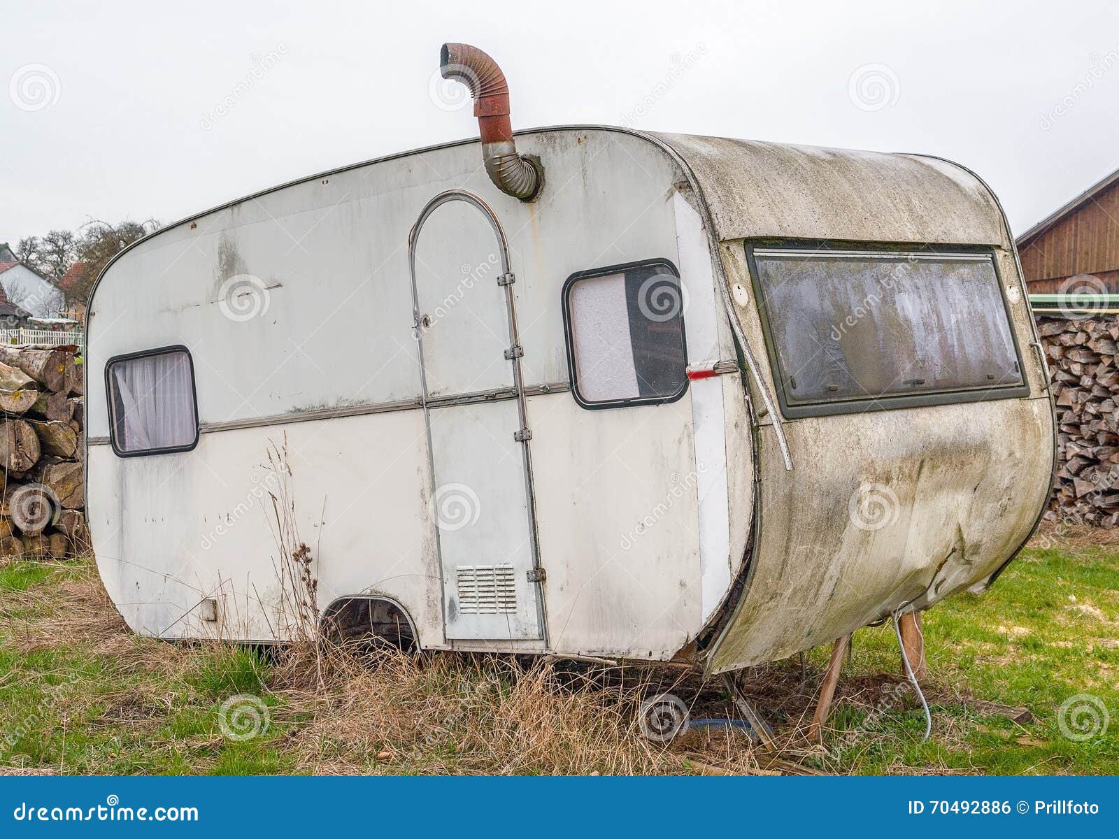 Rundown old caravan stock photo. Image of dingy, detail - 70492886