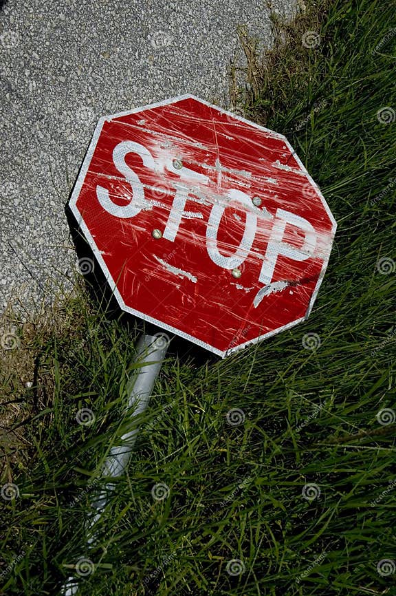 Rundown stop sign stock image. Image of scuffed, obey - 1004131