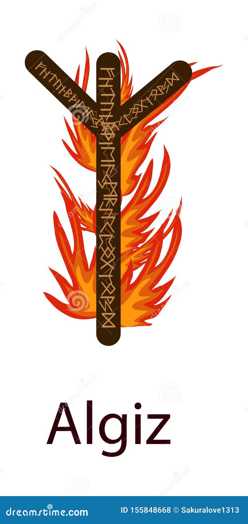 Rune Algiz. Vertical Projection Stock Illustration - Illustration of ...