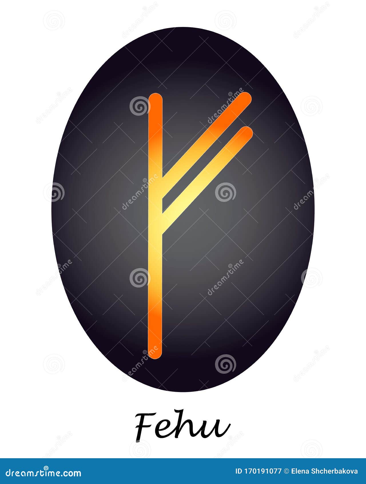 Rune Fehu Orange on a Gray Background. Vector. Illustration Stock ...