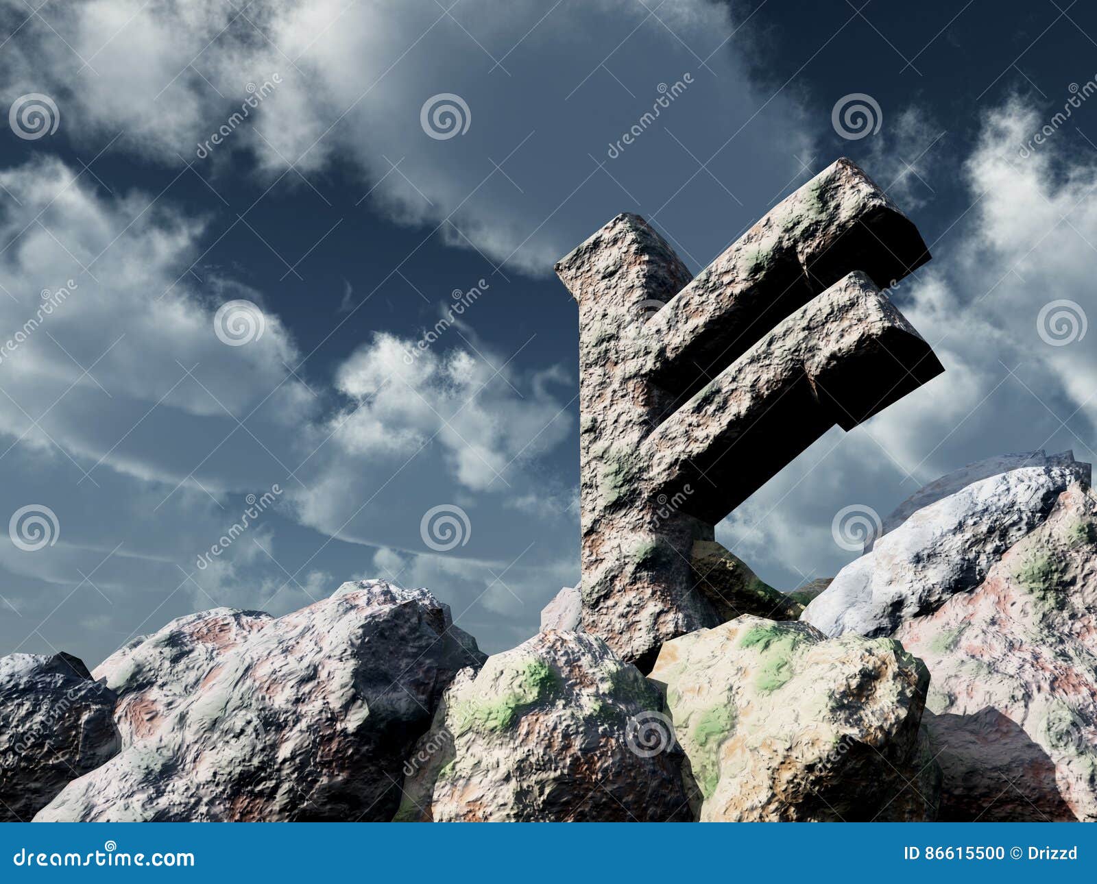 Rune Rock Under Cloudy Blue Sky Stock Illustration - Illustration of ...