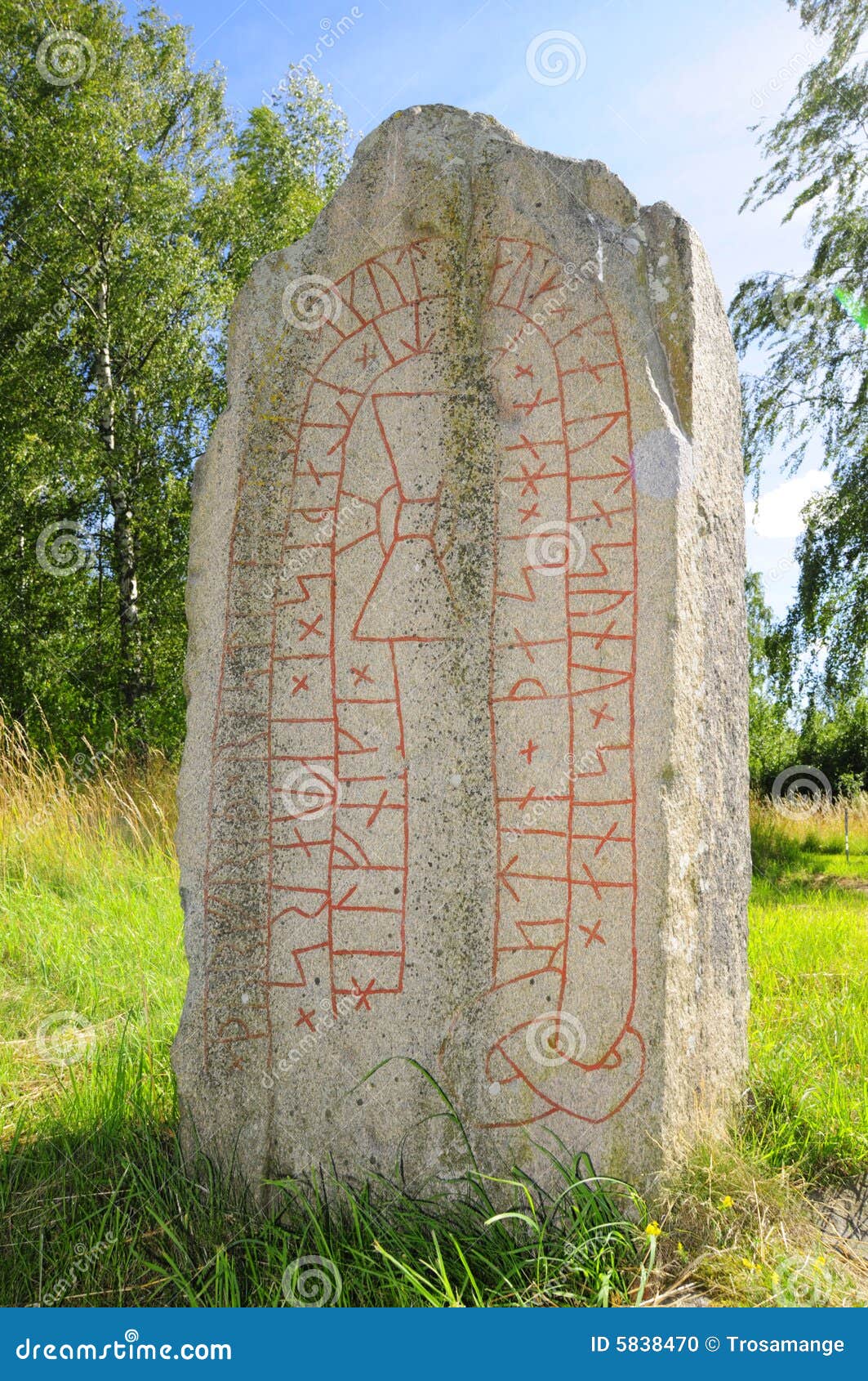 Rune stone_front stock photo. Image of tale, stone, inscription - 5838470
