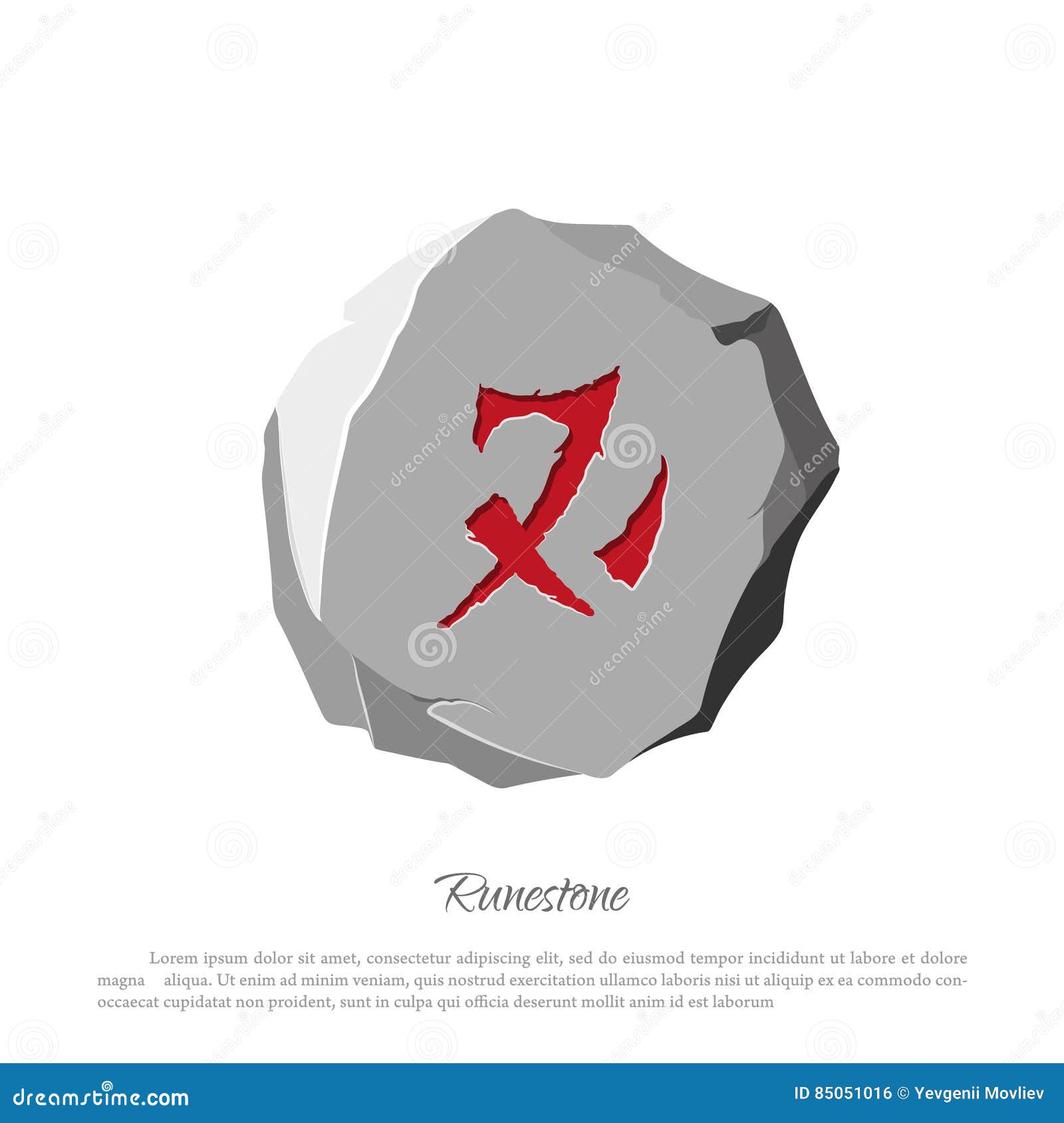 Rune Stone On A White Background In Cartoon Style. The Object To The ...