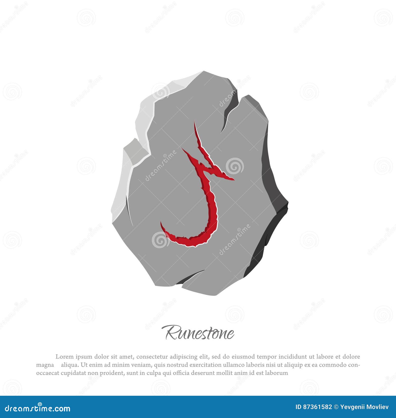 Rune Stone on a White Background in Cartoon Style. the Object To the ...