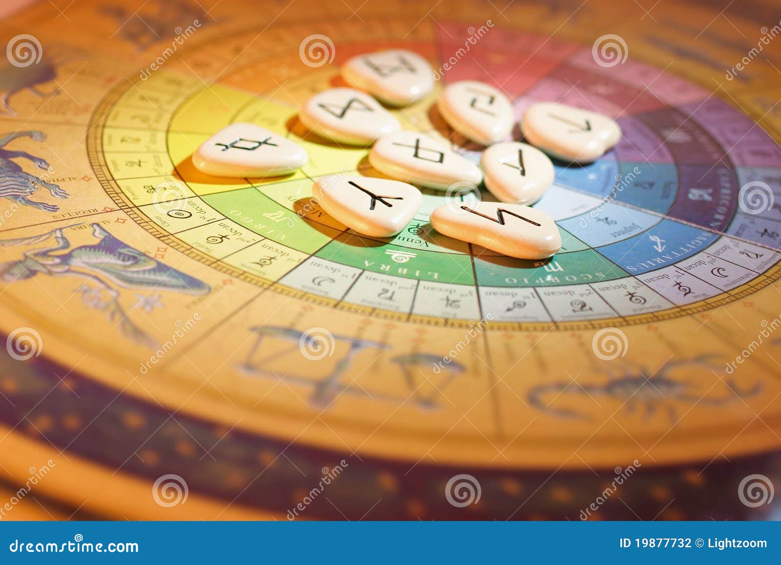 Rune Stones and Zodiac Wheel Stock Photo - Image of forecasting ...