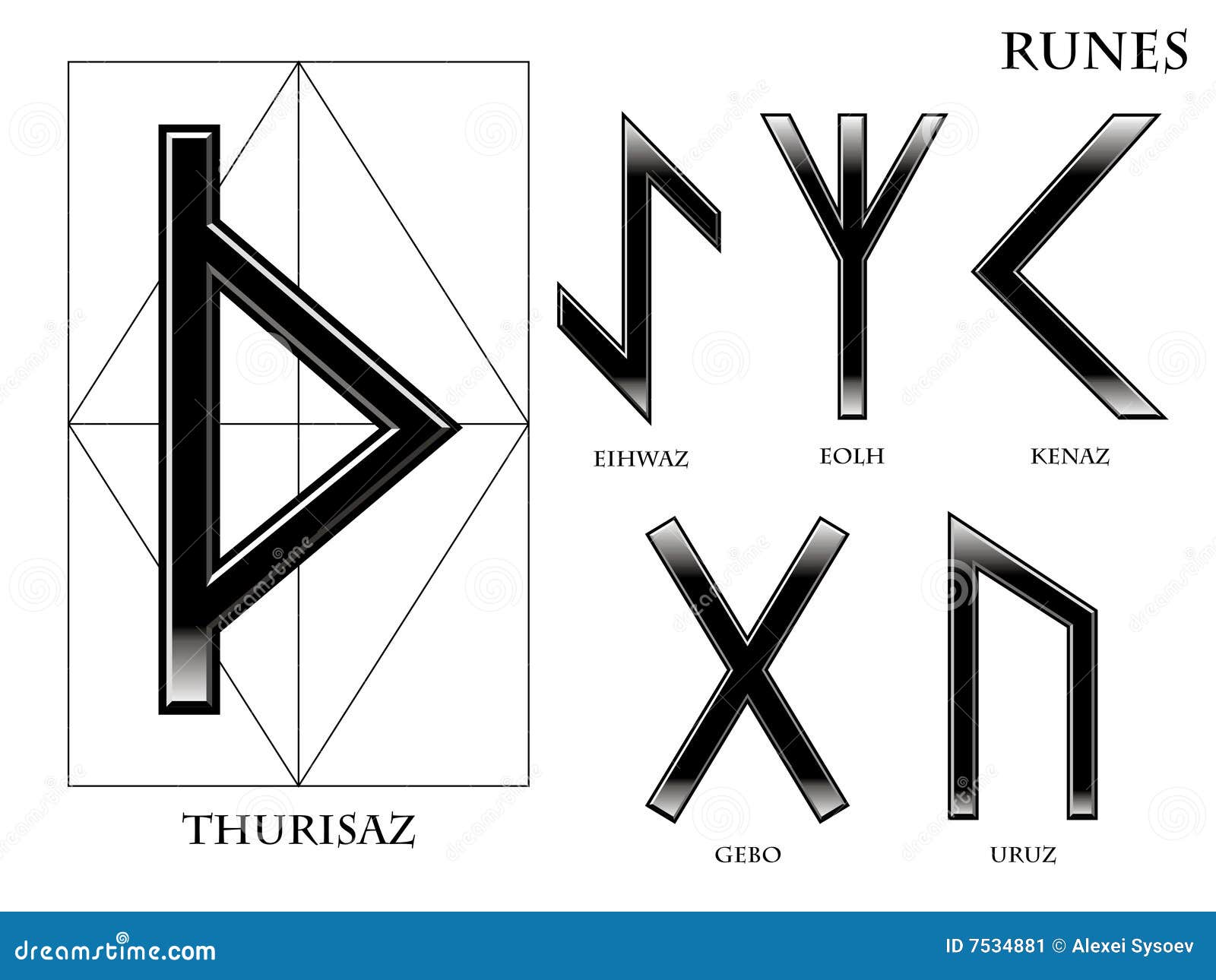 Runes stock vector. Illustration of kenaz, elements, gebo - 7534881