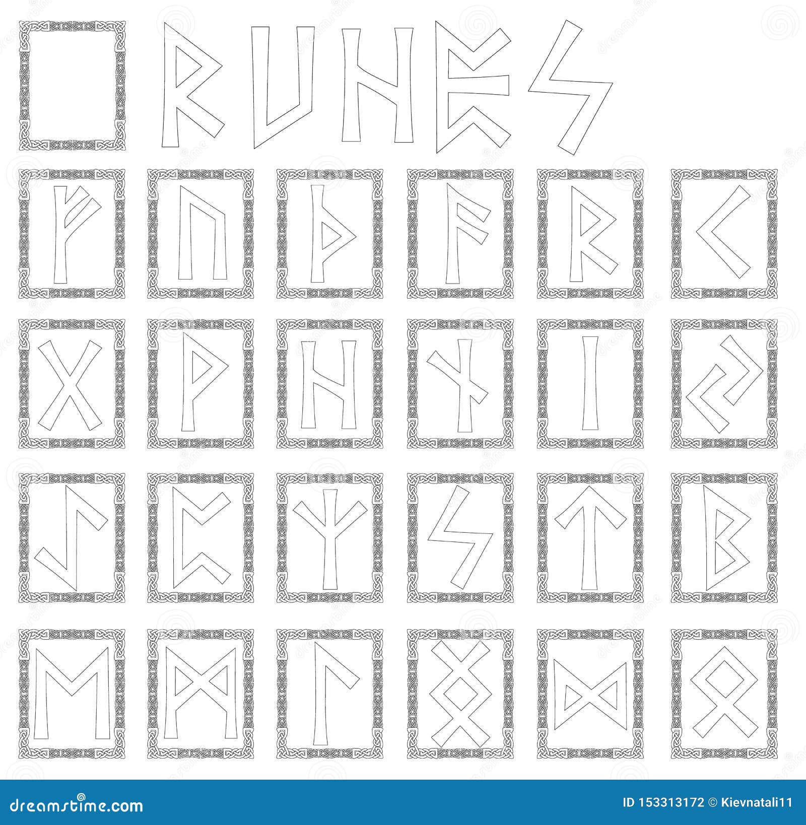 Runes Alphabet - The Elder Futhark Vector Design Set With Letters And ...