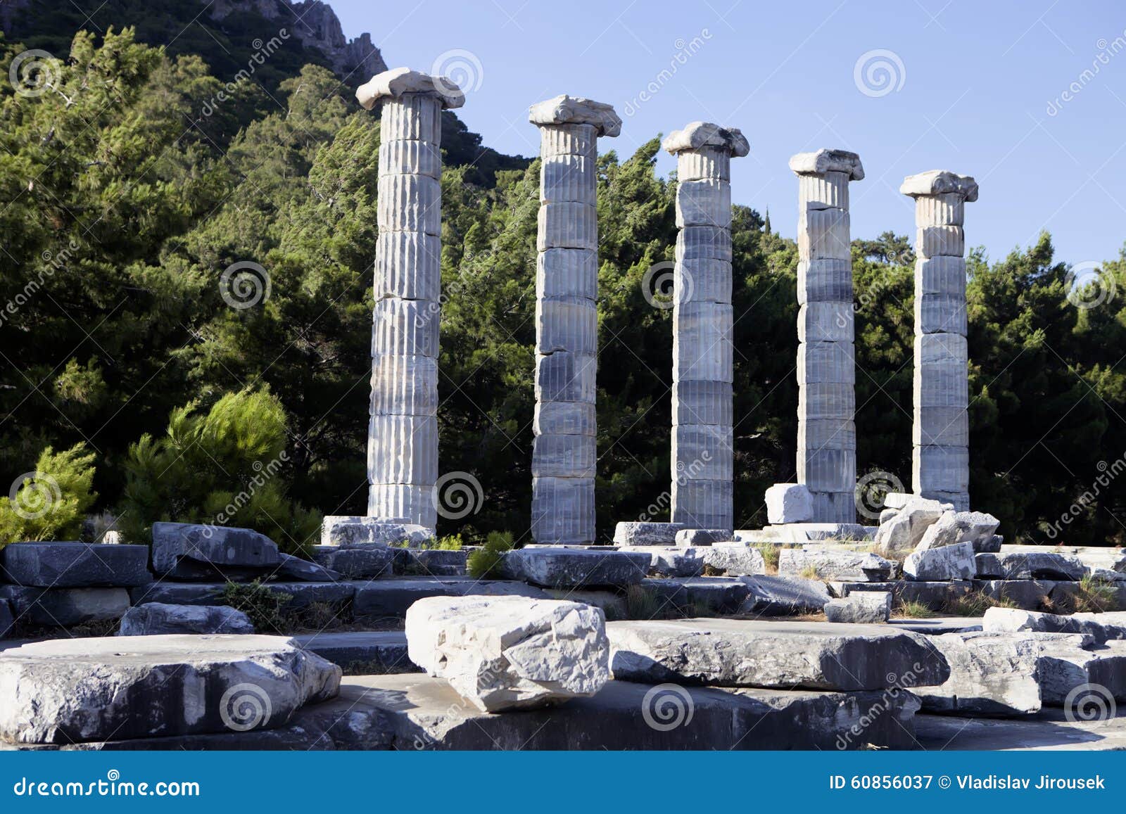 Runes Priene Temple of the 4th Century Ago a.M Stock Image - Image of ...