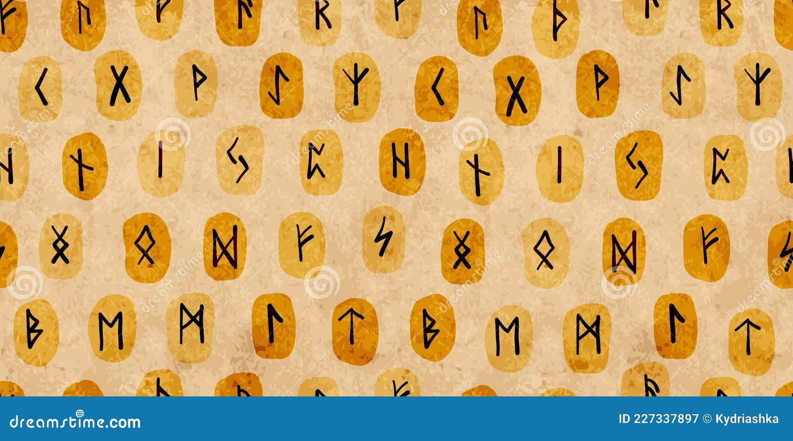 Runes, Seamless Pattern Background. Ancient Occult Symbols Stock Vector ...