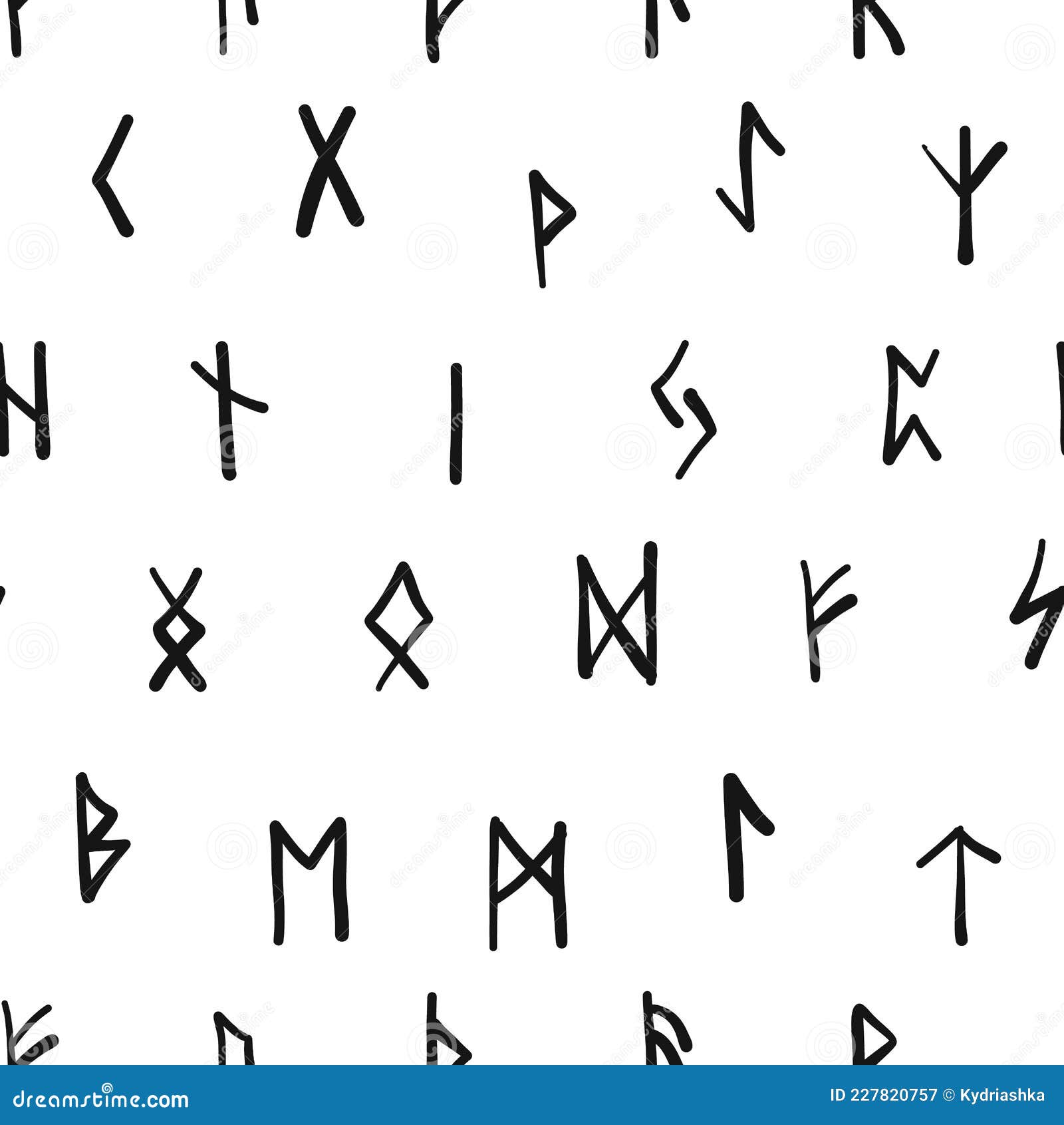 Runes, Seamless Pattern Background. Ancient Occult Symbols Stock Vector ...