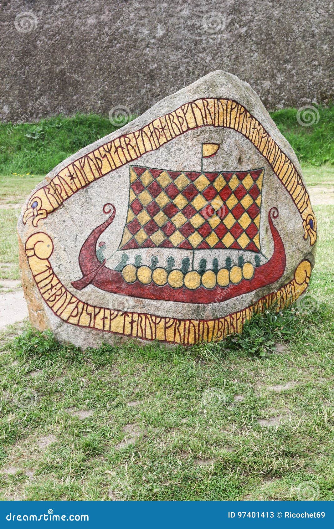 Runestone at Bork Viking Harbour Stock Image - Image of denmark ...