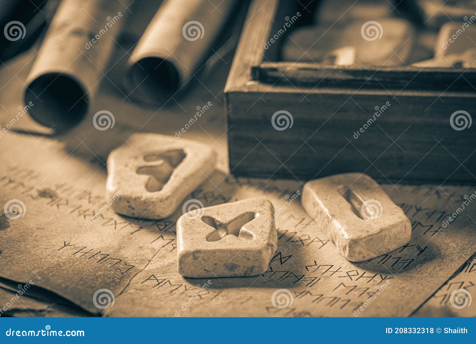 Runestones and Ancient Scrolls with Futhark Language Stock Photo ...