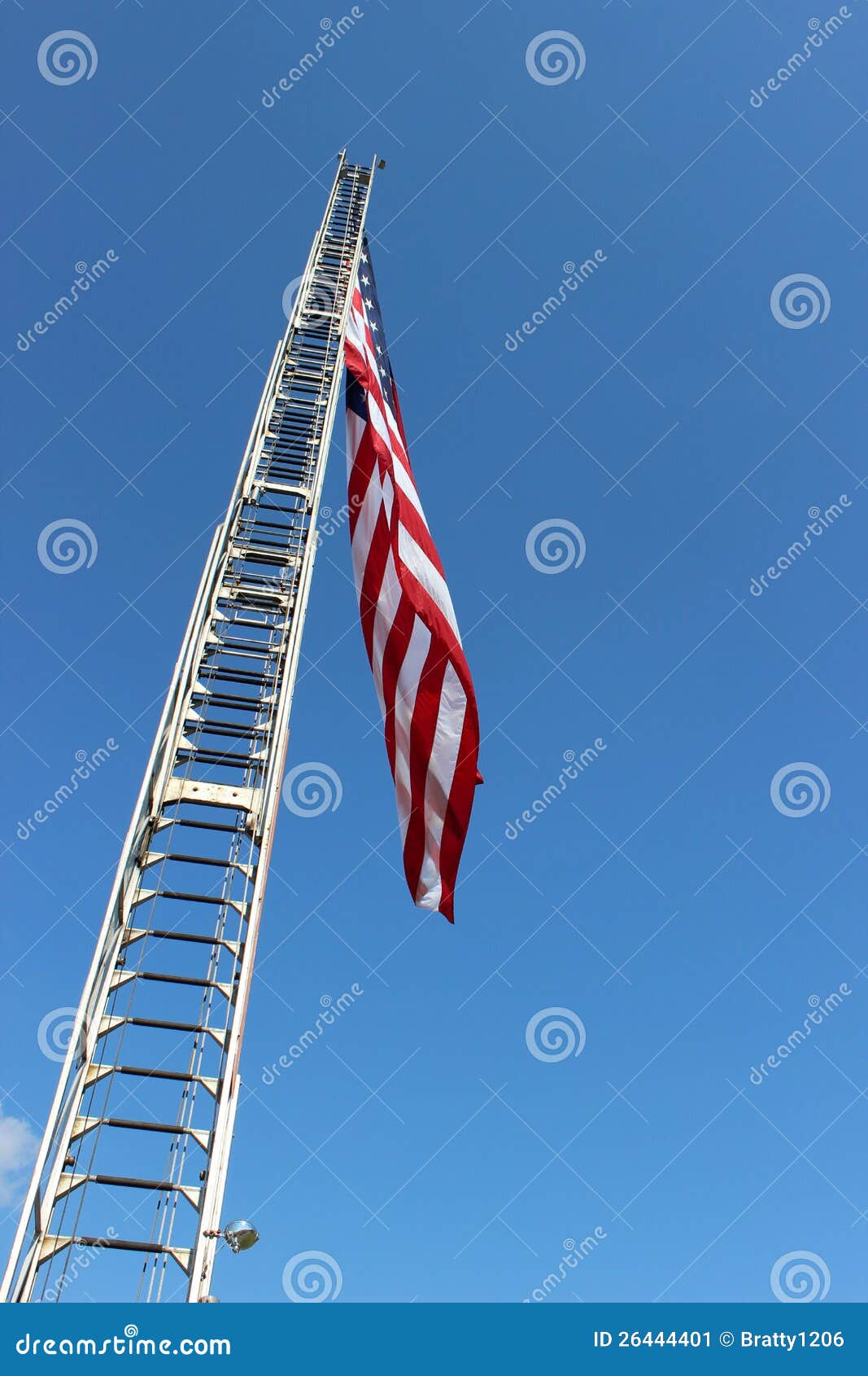 The Rungs of a Fireman S Ladder and Flag Stock Image - Image of danger ...