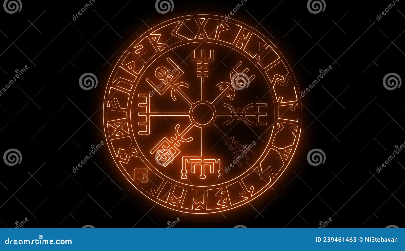 Runic Sign Animation. Runic Circle on Fire. Helmet of Terror Stock ...