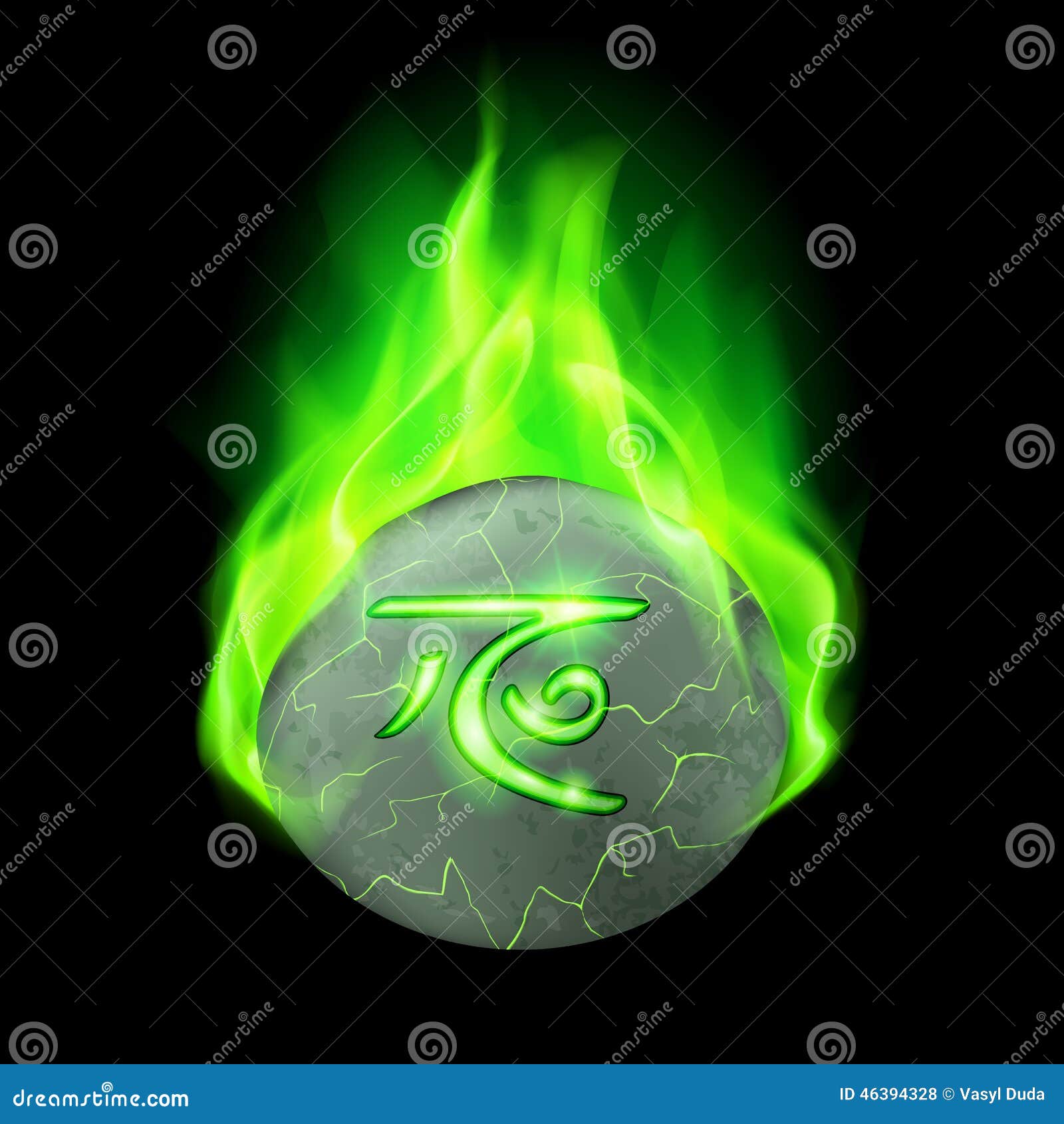 Runic stone stock vector. Illustration of green, black - 46394328