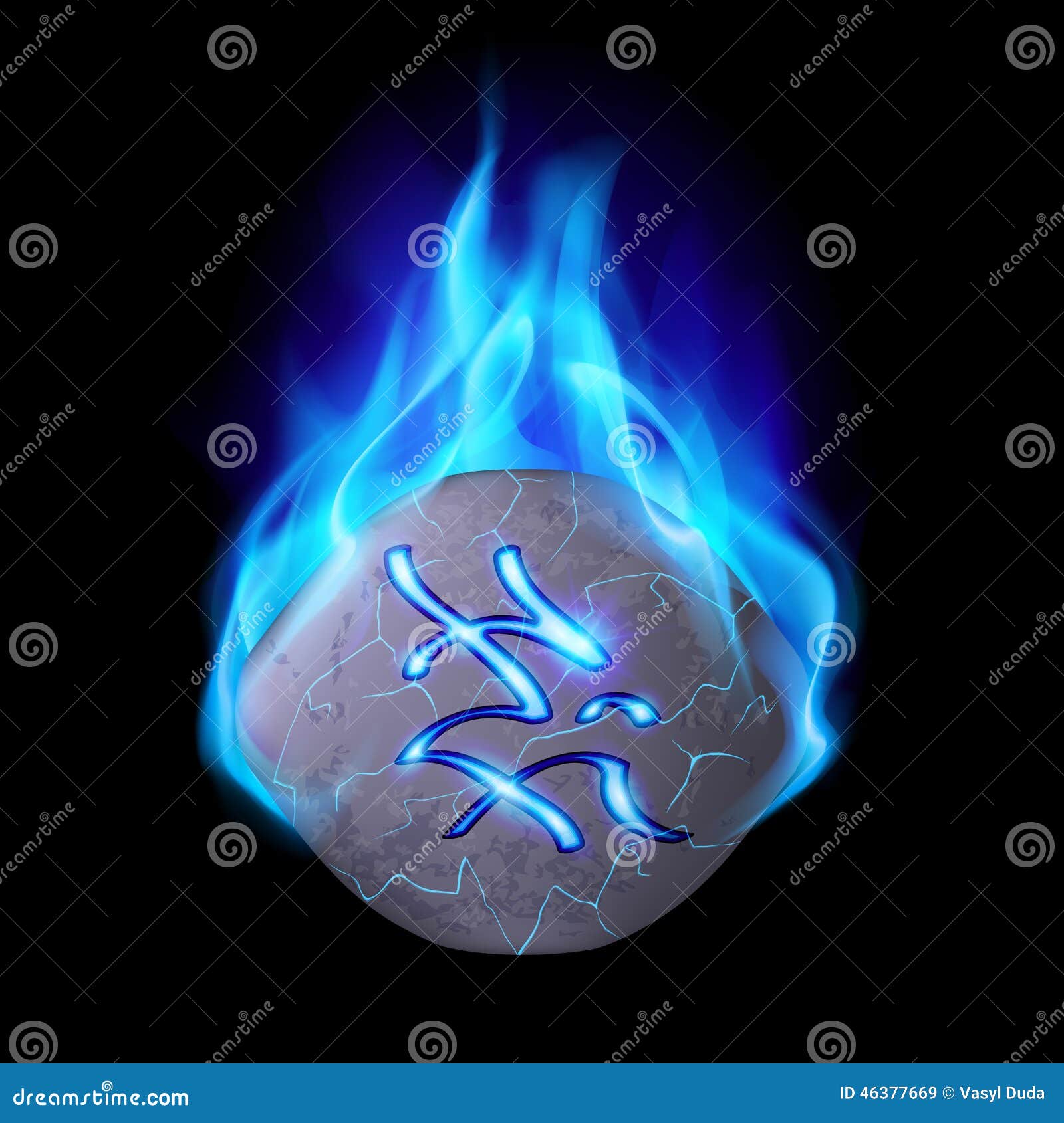 Runic stone stock vector. Illustration of flame, magic - 46377669