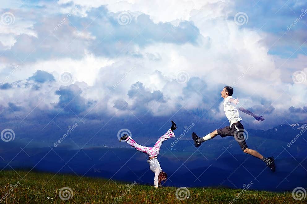 Runing in air stock photo. Image of morning, nebule, exercise - 716174