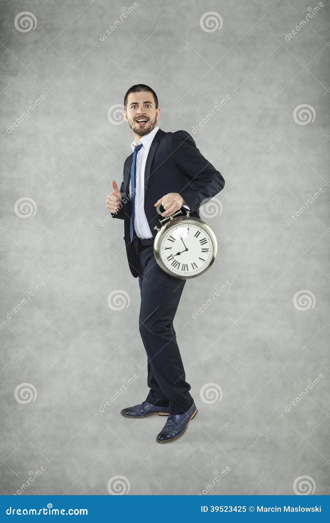 Runing Time, Business Man Hold Clock Stock Image - Image of management ...