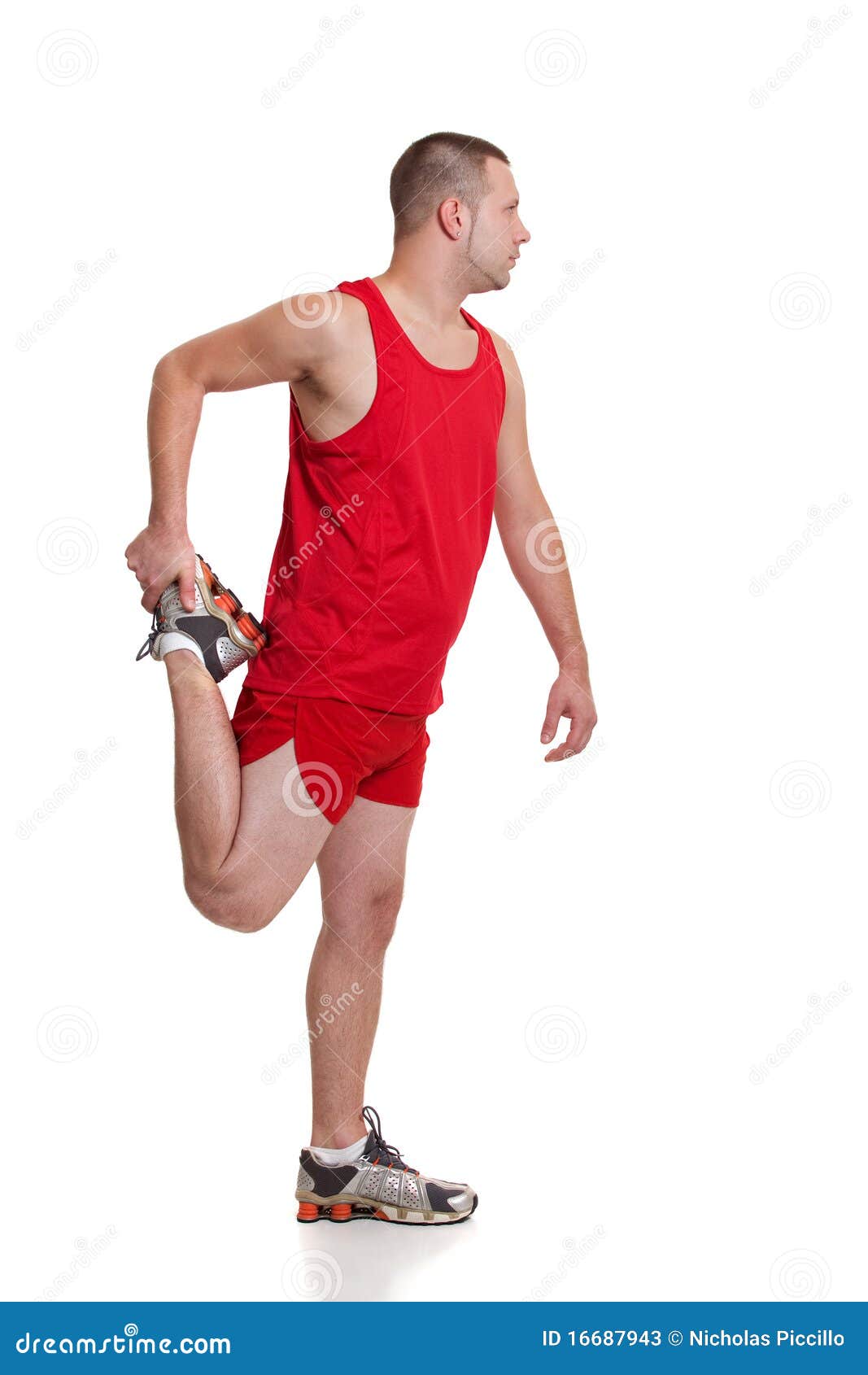 Runner stock image. Image of stretching, white, shot - 16687943