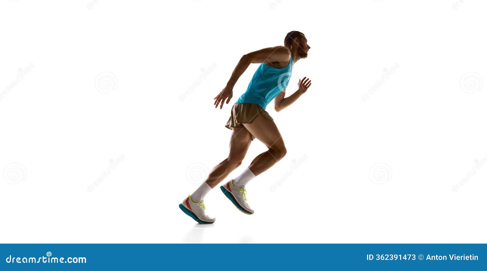 Runner Accelerating Forward, Dynamic Posture and Strong Physique ...