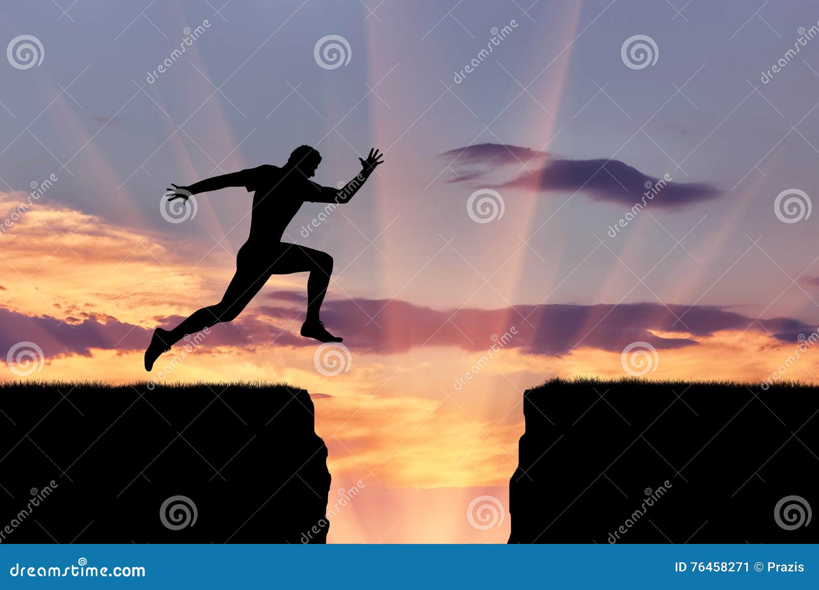 Runner Athlete Jumps Over a Precipice Stock Image - Image of achieve ...