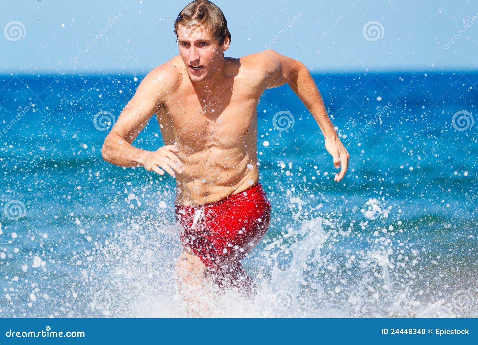 Runner on Beach stock photo. Image of full, maui, handsome - 24448340