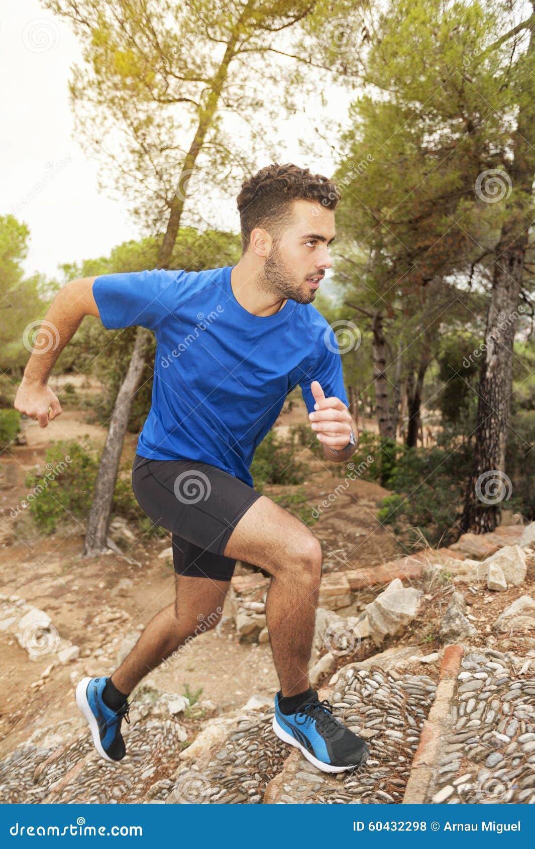 Runner boy in the forest stock photo. Image of mediterranean - 60432298