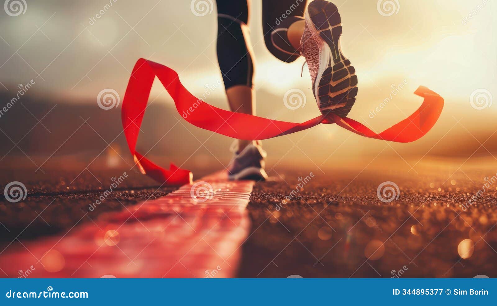 A Runner Breaking through a Ribbon at the End of a Race, Representing ...