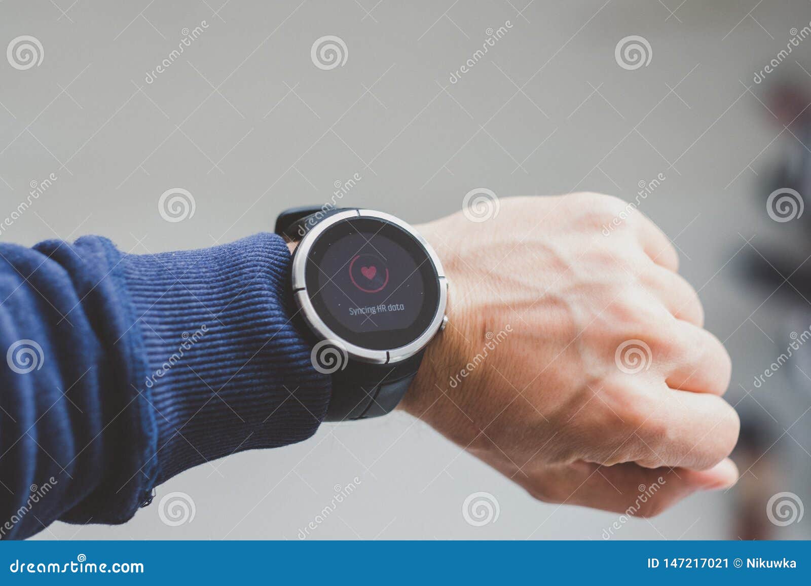 Runner Checking Progress on Smart Watch Stock Image - Image of hand ...