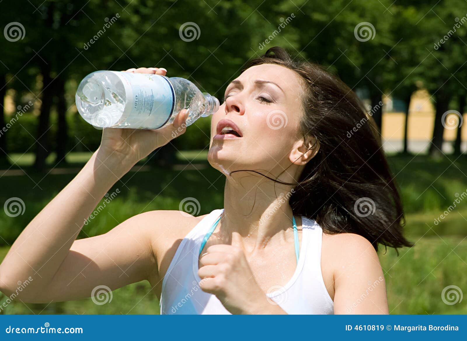 Runner Drinking Water Outdoors Stock Image - Image of water, fitness ...