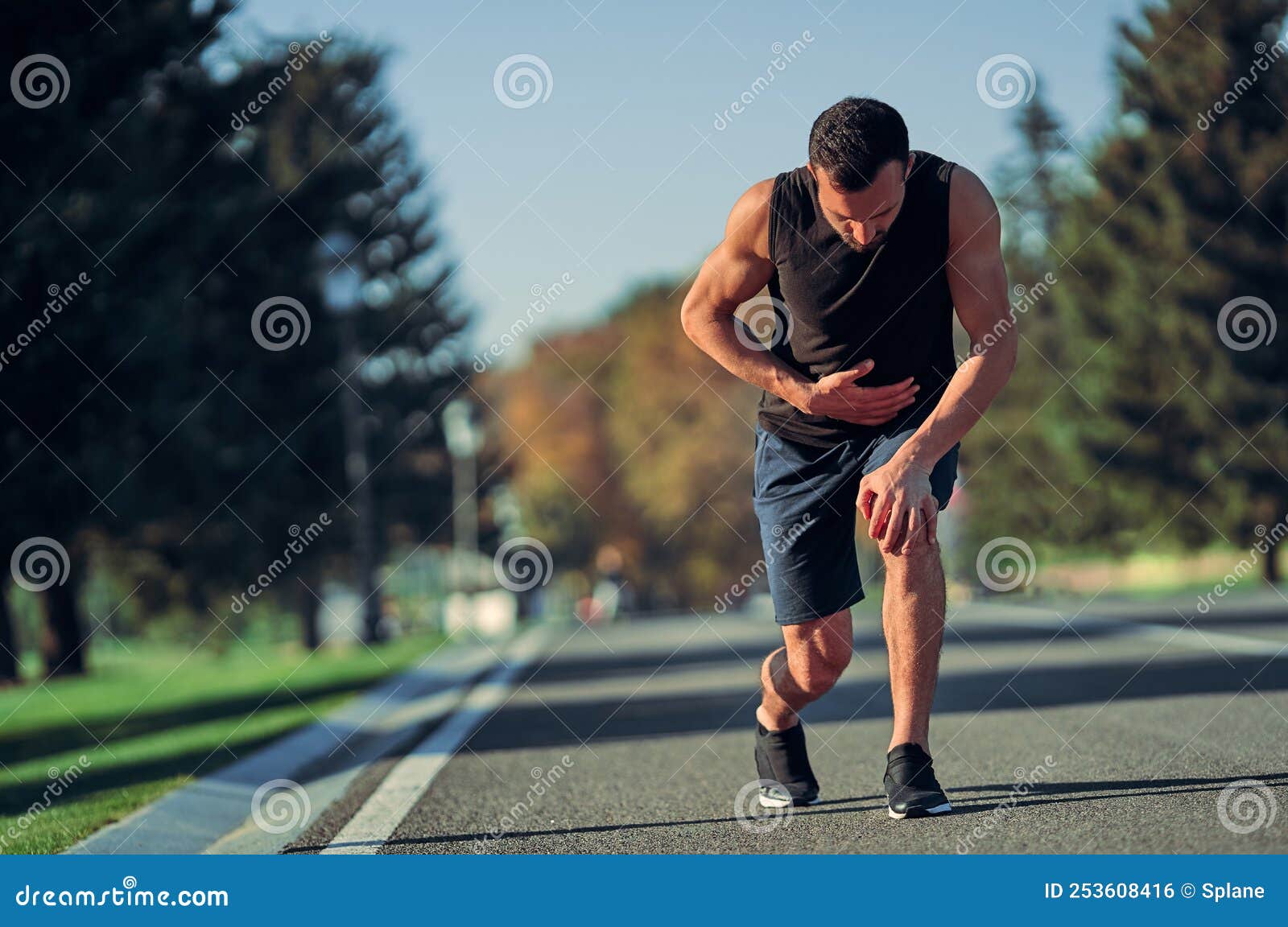 The Runner Feeling Bad while Running. Stock Photo - Image of nature ...